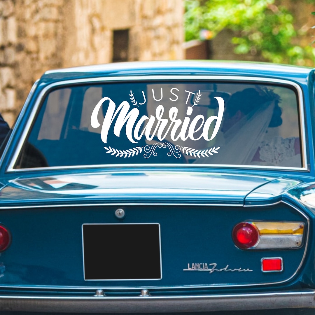 Just Married Car Sticker Wedding Car Window Decal Wedding Day ...