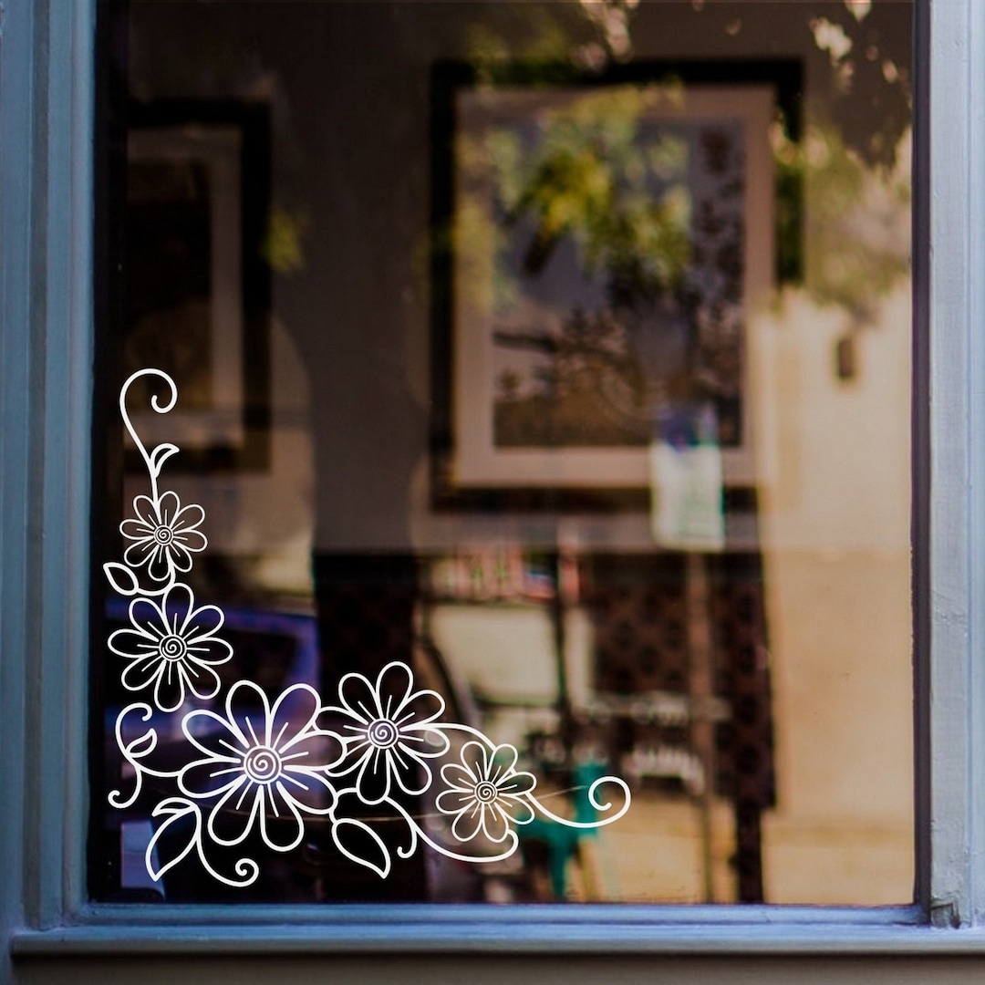 Floral Window Sticker Shop Window Decal Home Window Stickers Flower ...
