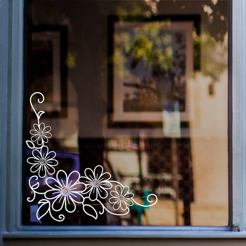 Floral Window Sticker Shop Window Decal Home Window Stickers Flower ...