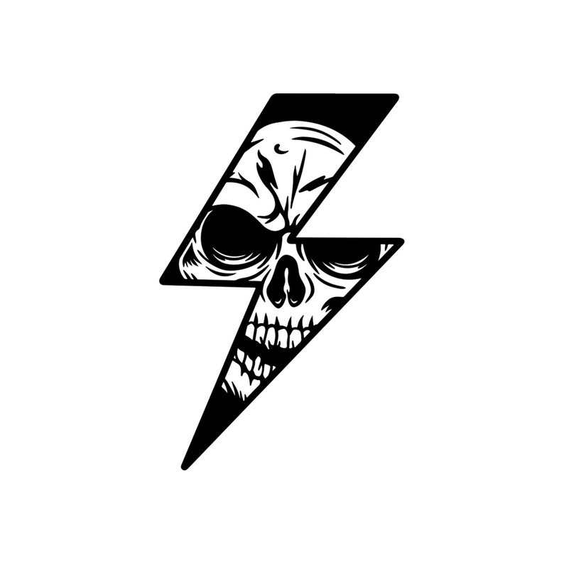 Lightning Bolt Skull Skeleton Sticker Large Caravan Motorhome Stickers ...