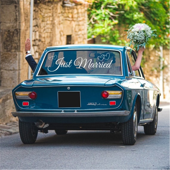 Just Married Car Sticker Wedding Car Window Decal Wedding Day | Etsy