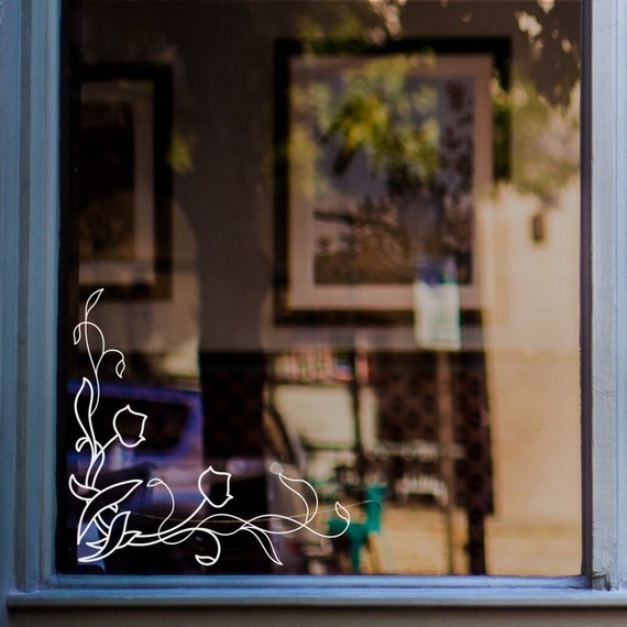 Floral Window Decal Corner Window Sticker Shop Home Window - Etsy