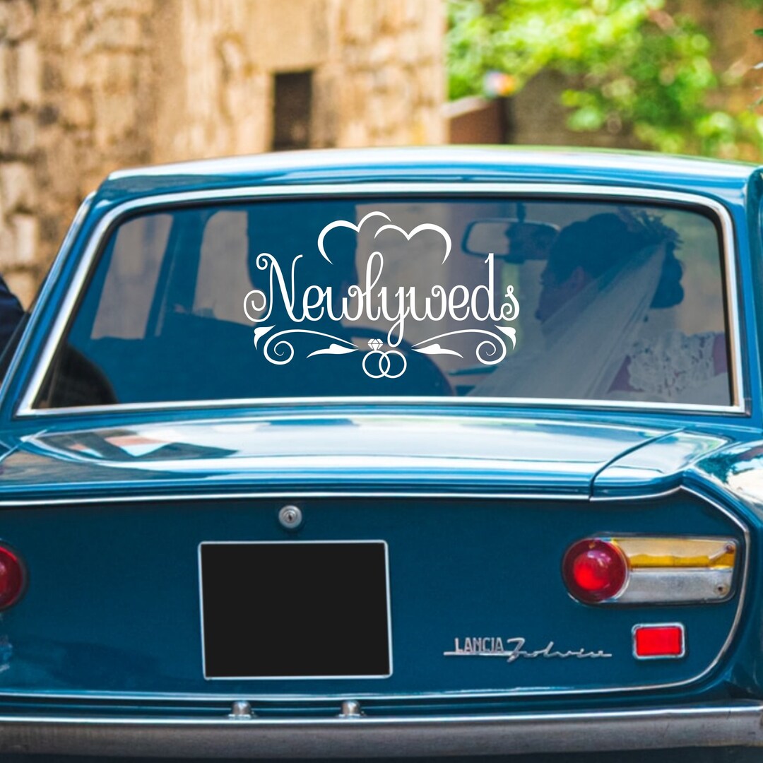 Newlyweds Just Married Car Sticker Wedding Car Window Decal Wedding Day ...