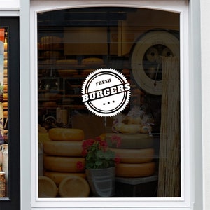 Fresh Burgers Window Sticker Fast Food Take Away Kebab Shop Café ...