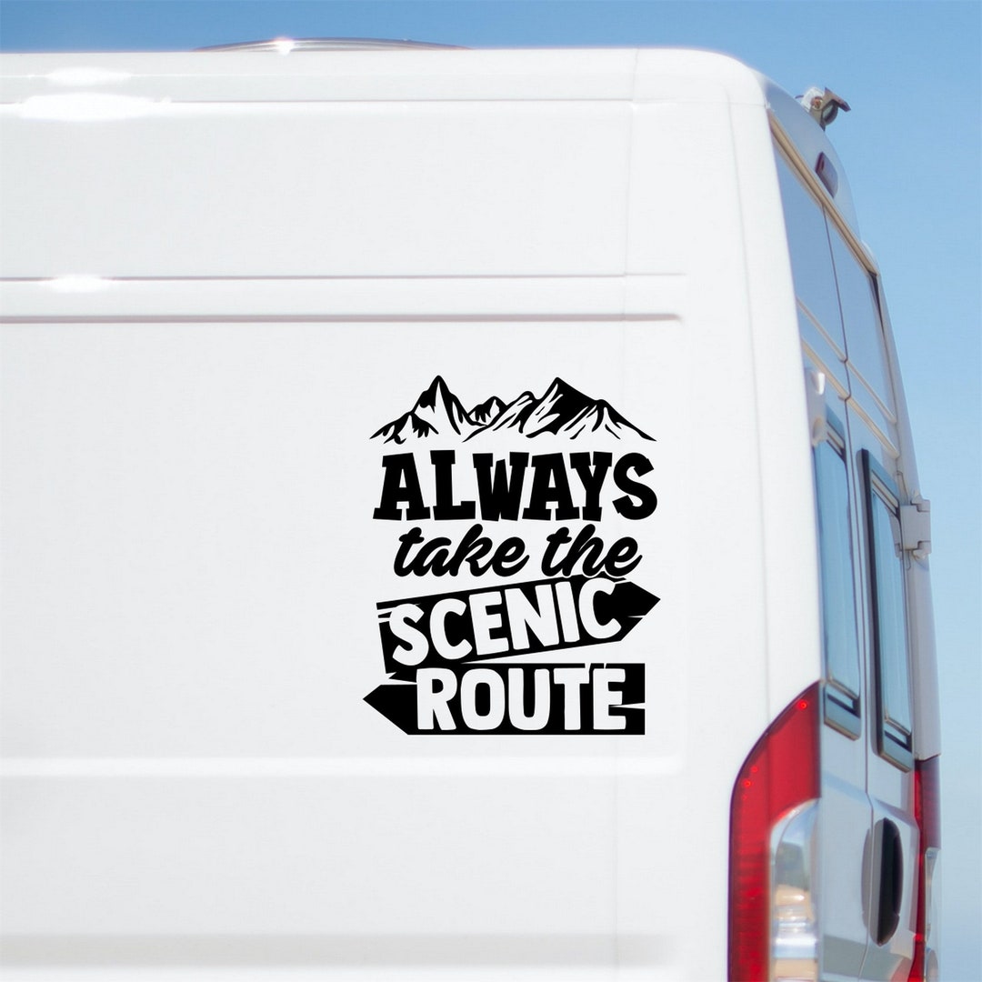 Always Take the Scenic Route Signpost Mountains Sticker Large Caravan ...