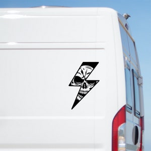 Lightning Bolt Skull Skeleton Sticker Large Caravan Motorhome Stickers ...