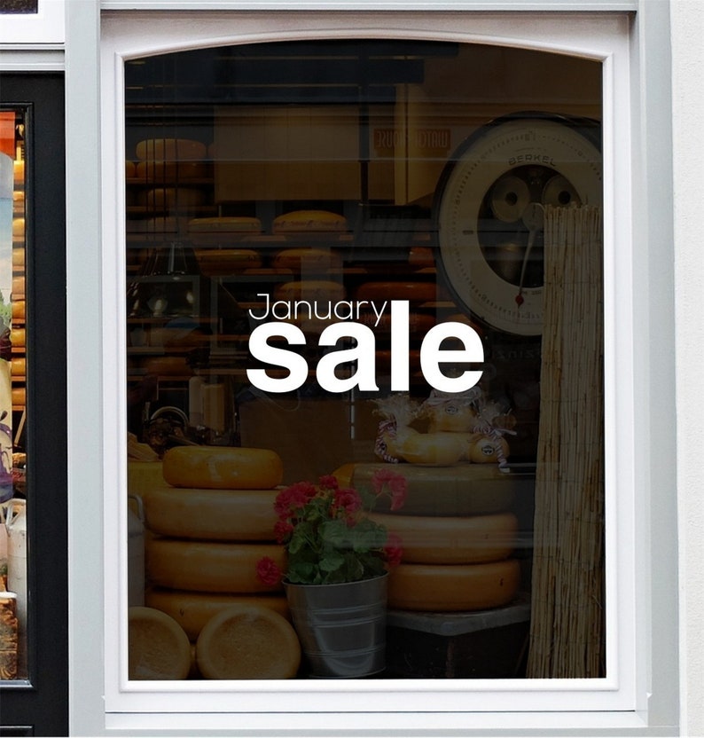 January Sale Shop Window Sticker Retail Display Store Front Vinyl Decal ...
