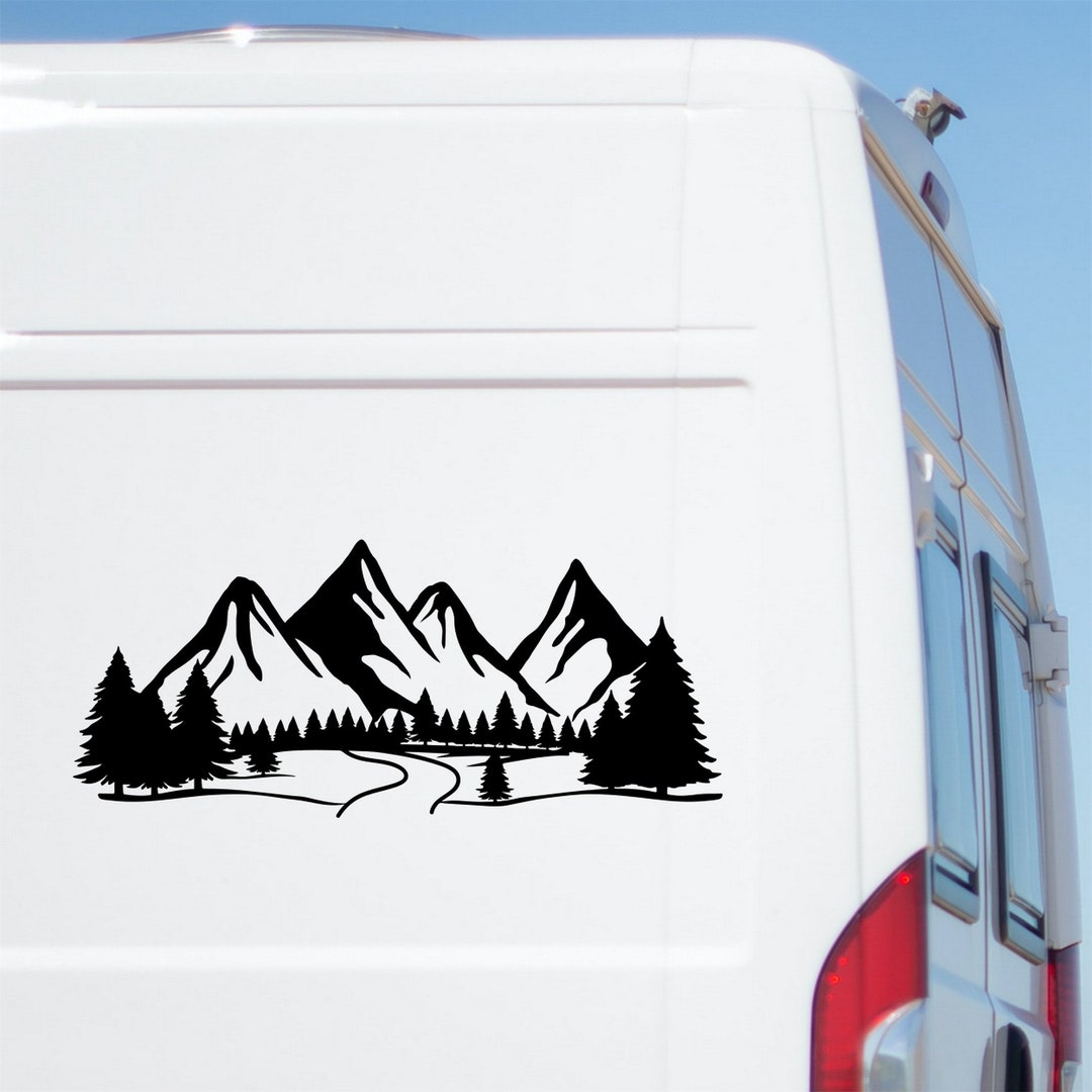 Large Caravan Motorhome Sticker Mountain Forest Adventure Camping ...