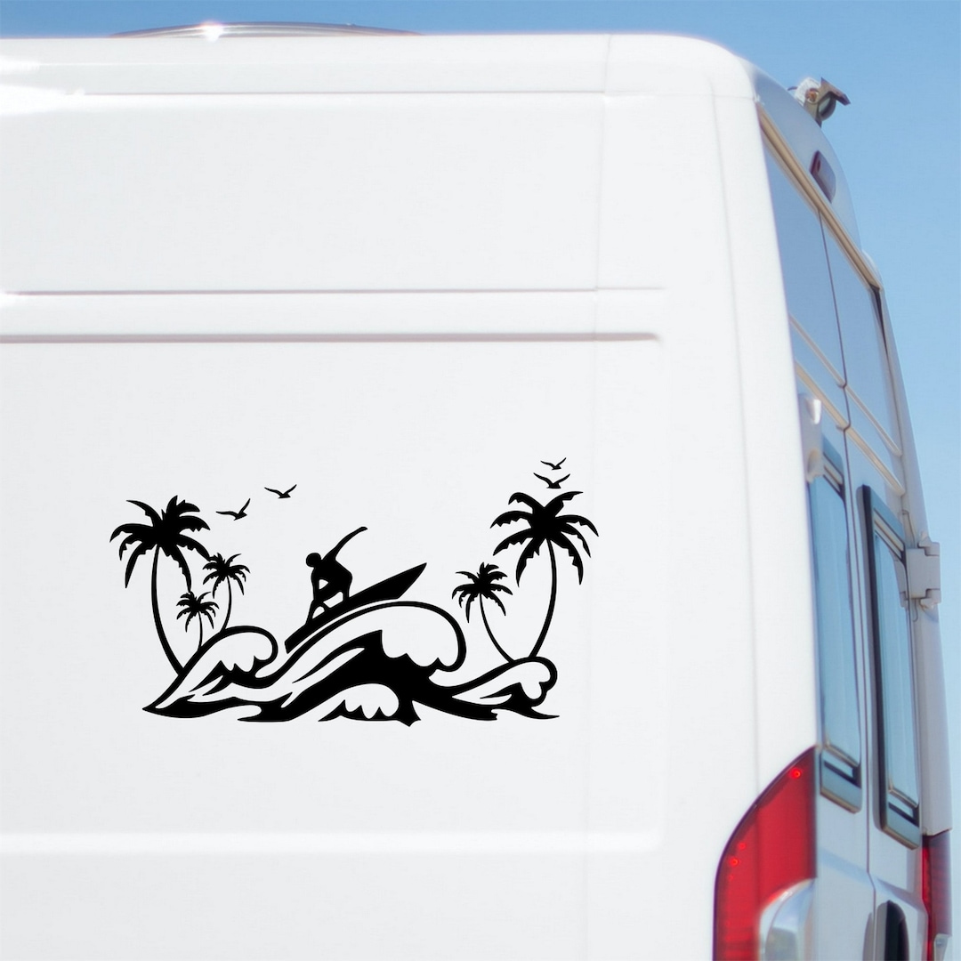 Large Caravan Motorhome Camper Van Sticker Surf Surfing Waves Decal Car ...