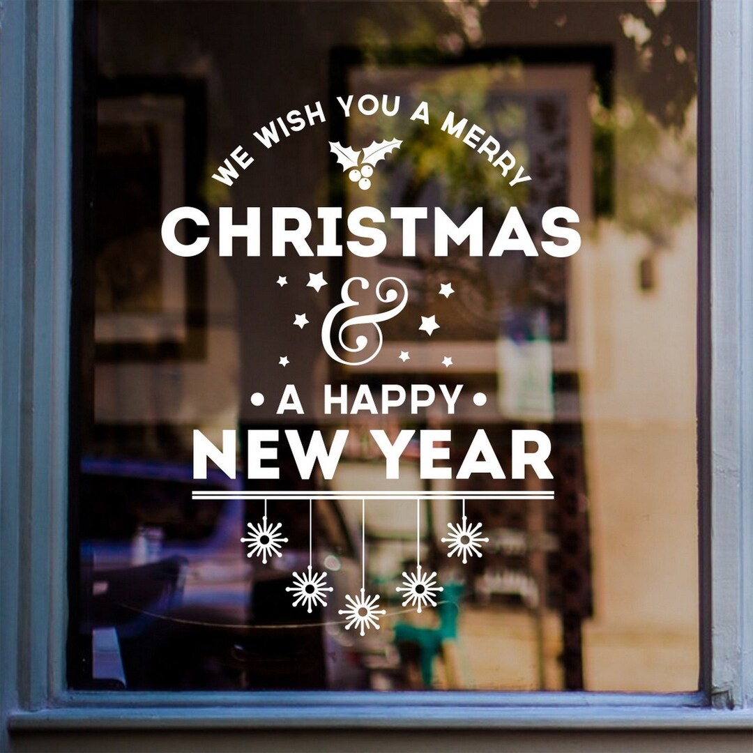 Merry Christmas Sticker for Windows Xmas Shop Display Christmas Window ...