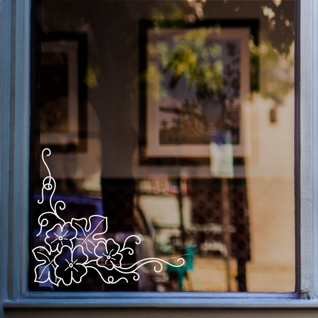 Floral Window Sticker Corner Window Decal Shop Home Window Decoration ...