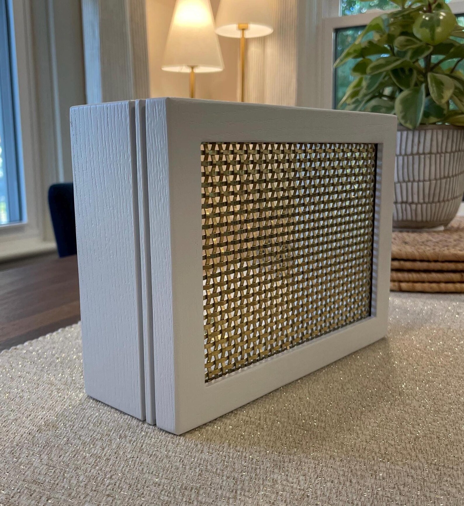 Solid Wood Doorbell Cover Painted White With Brass Detail | Handcrafted ...