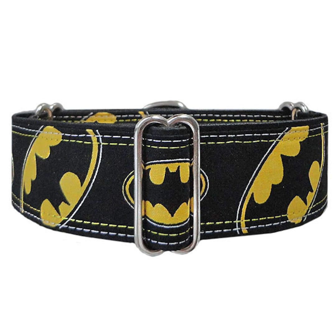 Batman Black and Gold Adjustable Martingale Dog Collar, Greyhound ...