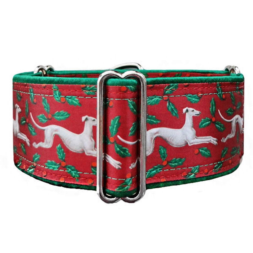 Hounds & Holly, Satin Lined Martingale Dog Collar. Greyhound, Lurcher ...