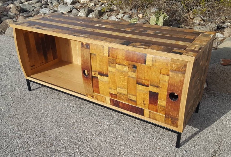 Wine Barrel Entertainment Console Cabinet Media Console TV Stand ...