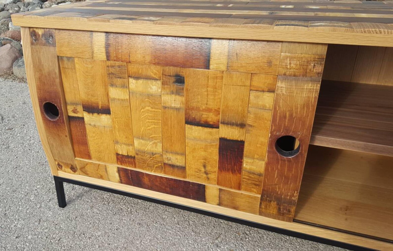 Wine Barrel Entertainment Console Cabinet Media Console TV Stand ...