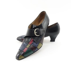 Vintage 90s Does 60s Mod Pilgrim Heels Calderone Italian Leather ...