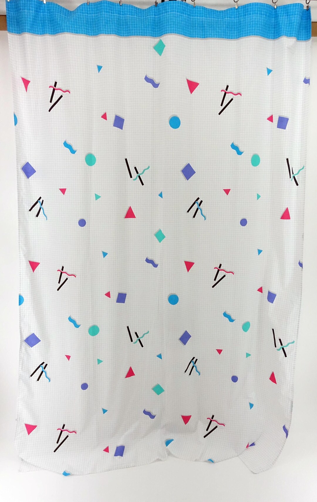 1980s Memphis Design Bed Sheet Geometric Grid Print Cannon Twin Flat ...