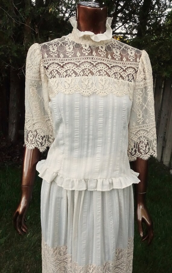 70s Skirt and Blouse 1970s Joy Stevens Dress Set Two … - Gem