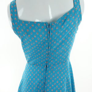 80s Calico Floral Dress Sleevless Blue Small Flower Print Cotton Fit ...