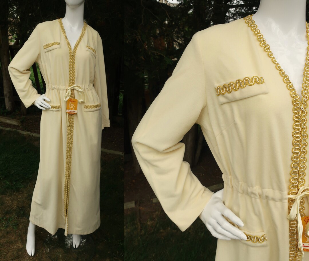 60s 70s Diamond Tea Robe Dressing Gown Zip Front Housecoat New Old ...