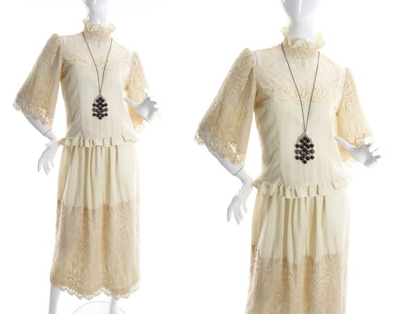 70s Skirt and Blouse 1970s Joy Stevens Dress Set Two … - Gem