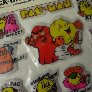 1980 PAC-MAN Puffy Stickers With Moving Eyes Vintage 80s Pac Man Googly ...
