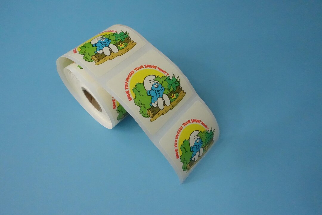Vintage 80s Smurf Stickers Roll Peyo the Smurfs Have You Hugged Your ...