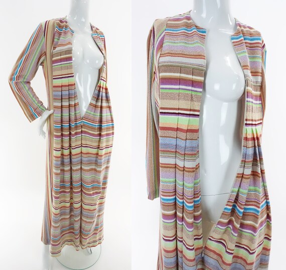 Vintage 70s Striped Terry Cloth House Dress 1970s St … - Gem