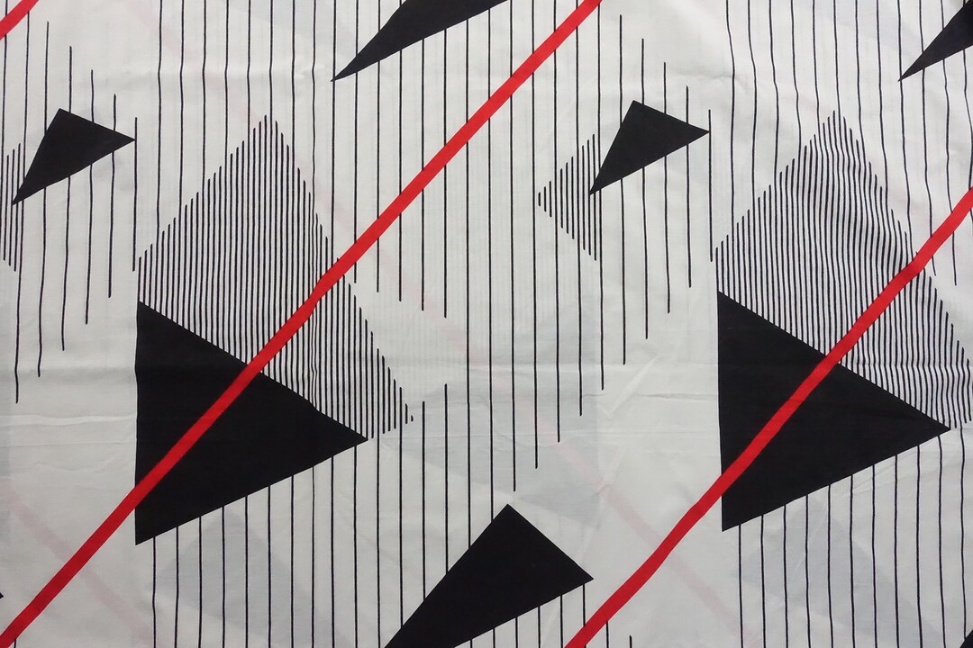 Vintage 80s Triangle Print Duvet Cover Retro New Wave Geometric Striped ...
