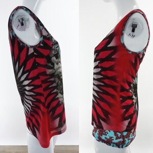 Vintage Save the Queen Top Mixed Print Sleeveless Shirt Colorful Mesh ...