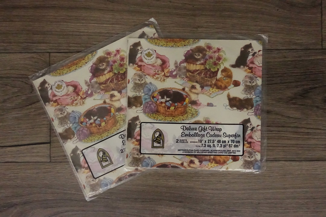 Vintage Kitten Print Wrapping Paper 1980s Cute Cats Gift Wrap 2 ...