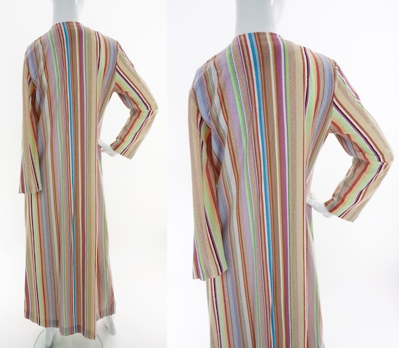 Vintage 70s Striped Terry Cloth House Dress 1970s St … - Gem