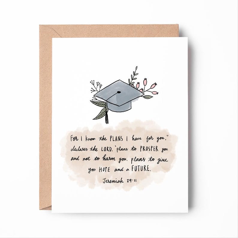 Graduation Card With Jeremiah 29:11 Bible Verse/christian Scripture ...