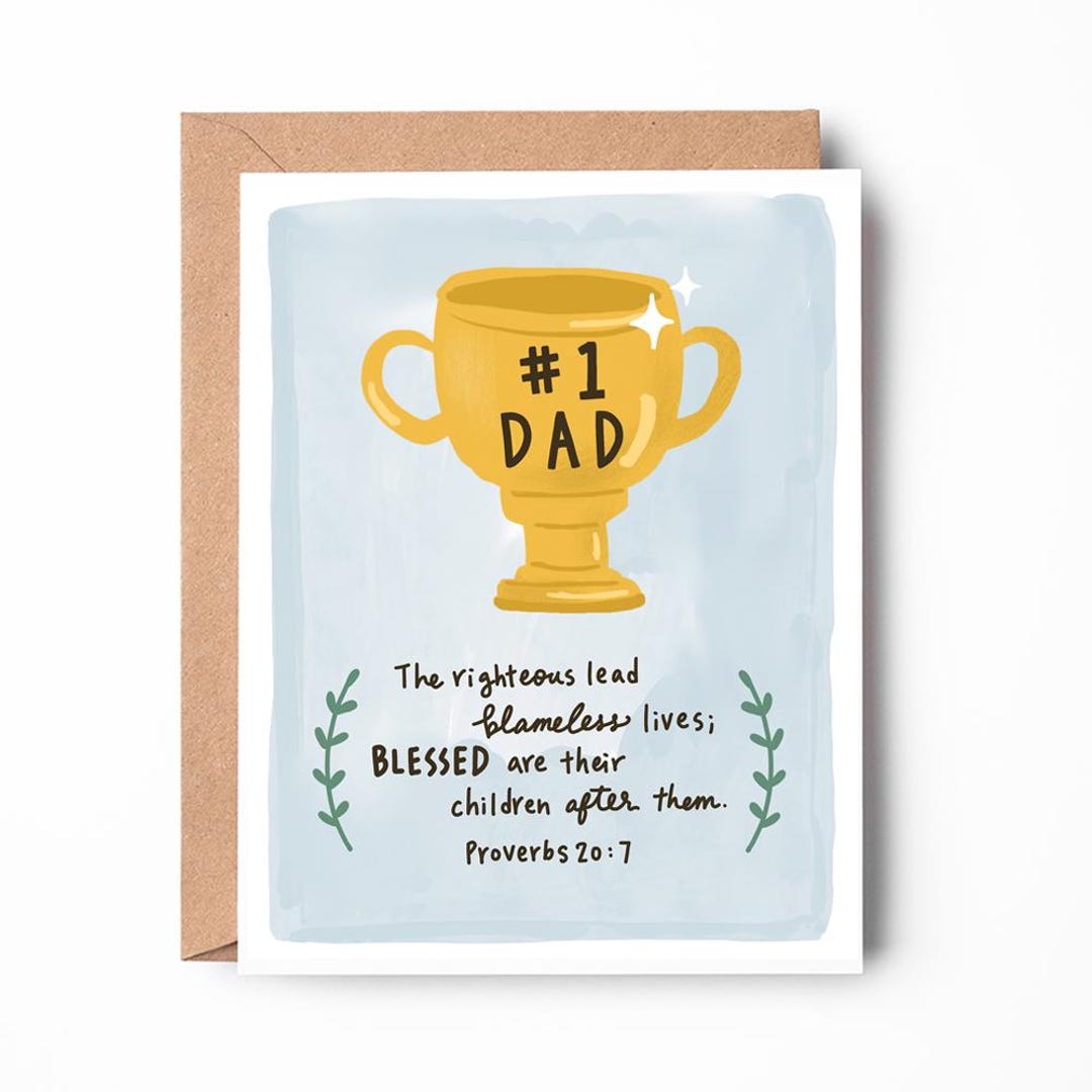Number 1 Dad Greeting Card Proverbs 20:7/#1 Father With Scripture/soon ...