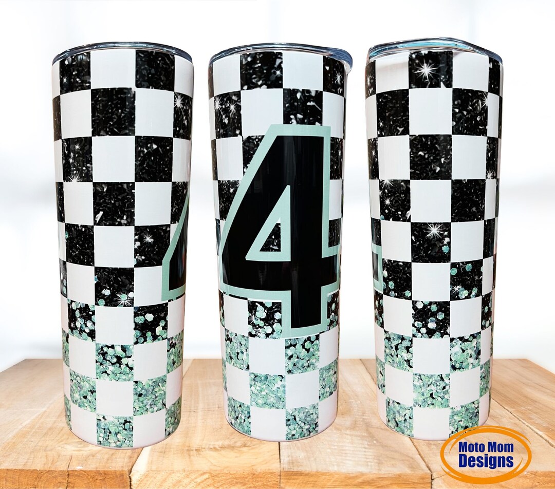 Custom Number Tumbler, Checkered, Racing Tumbler, Gift for Her, Racing ...