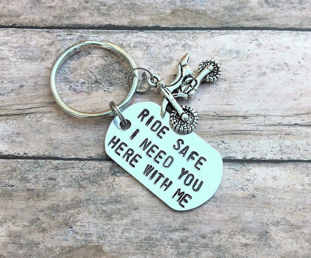 Motorcycle Gift, Ride Safe Keychain, Gift for Him, Motorcycle Keychain ...