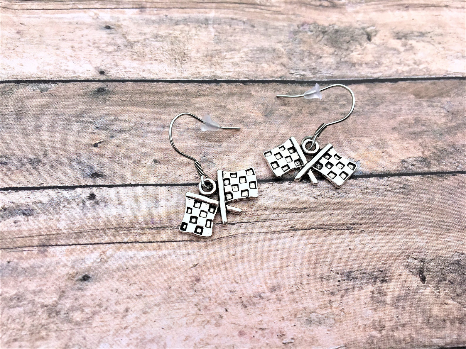 Dirt Bike Earrings Checkered Flag Earrings Motocross - Etsy