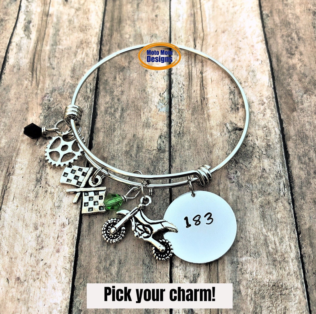 Personalized Motocross Bangle Bracelet: Racing Jewelry Gift - Etsy