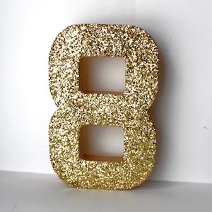 8 Inch Numbers Photo Prop-gold Glitter Number 8-numbers 8 Inches ...