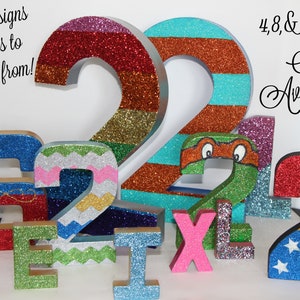 Striped Glitter Birthday Decorations,number Birthday Photo Prop,number ...