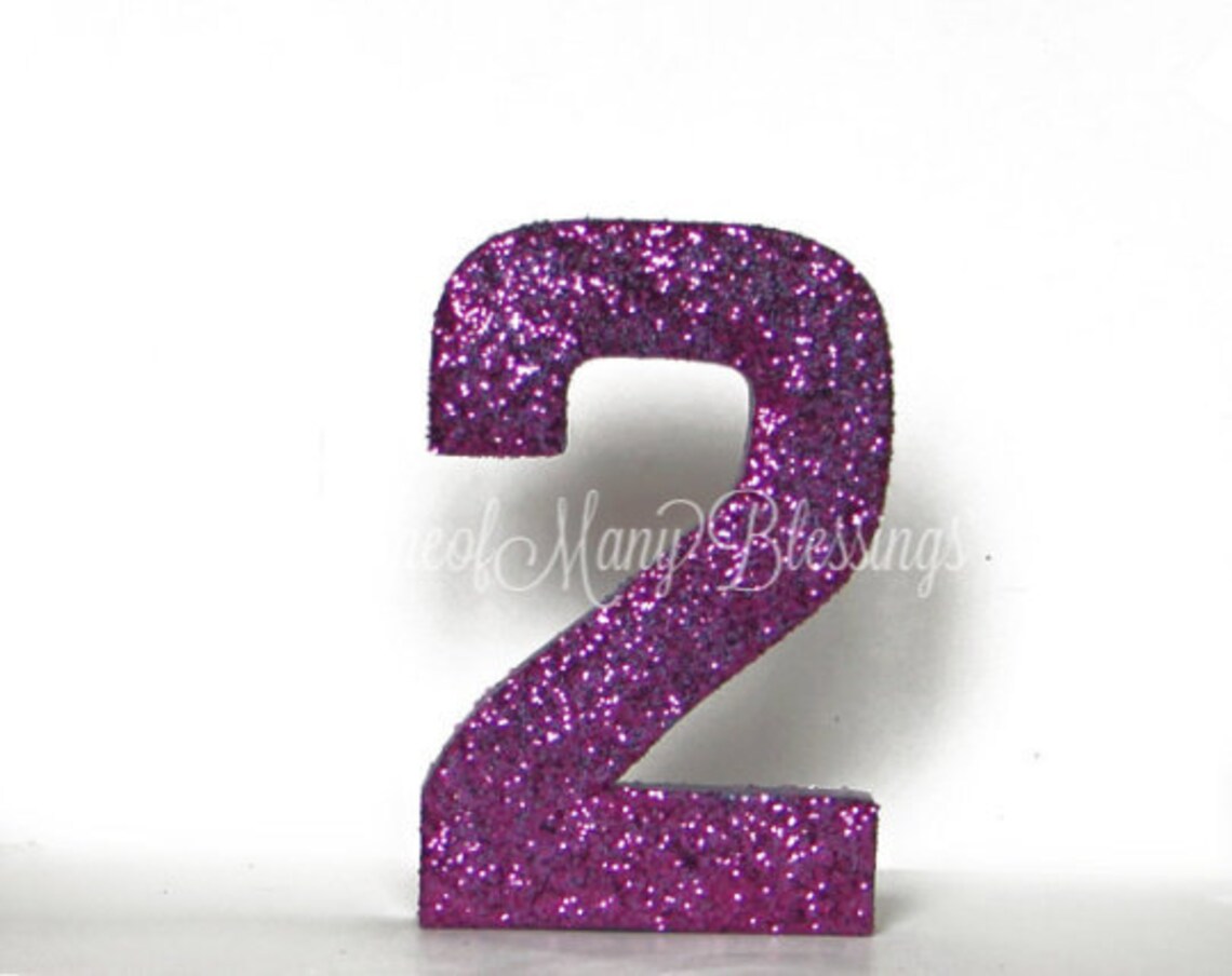 Purple Glitter Number 2-numbers 8 Inches-birthday Photo Prop Decoration ...