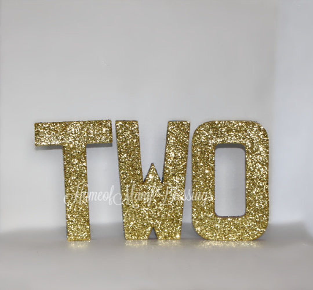TWO Letters,2nd Birthday Photo Prop-gold Number-glitter TWO Photo Prop ...