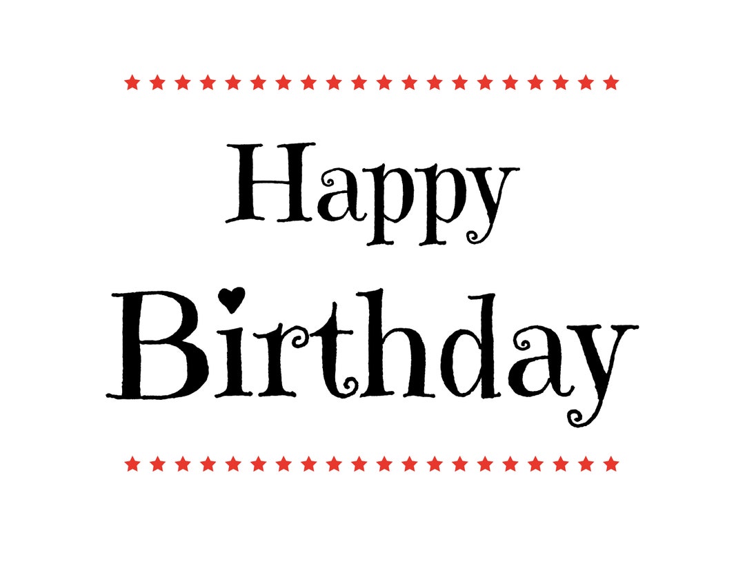 Happy Birthday Sign Red Stars/happy Birthday Printable Red - Etsy