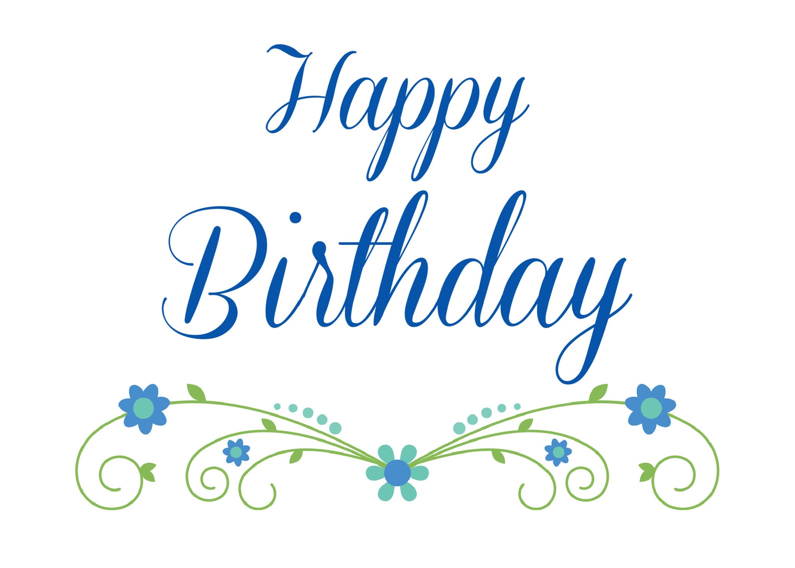 Happy Birthday Sign/happy Birthday Printable Blue Flowers/happy ...