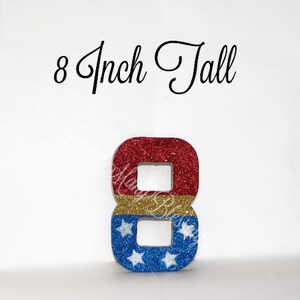 Red White and Blue Birthday-glitter Number,star Prop-glitter Number ...