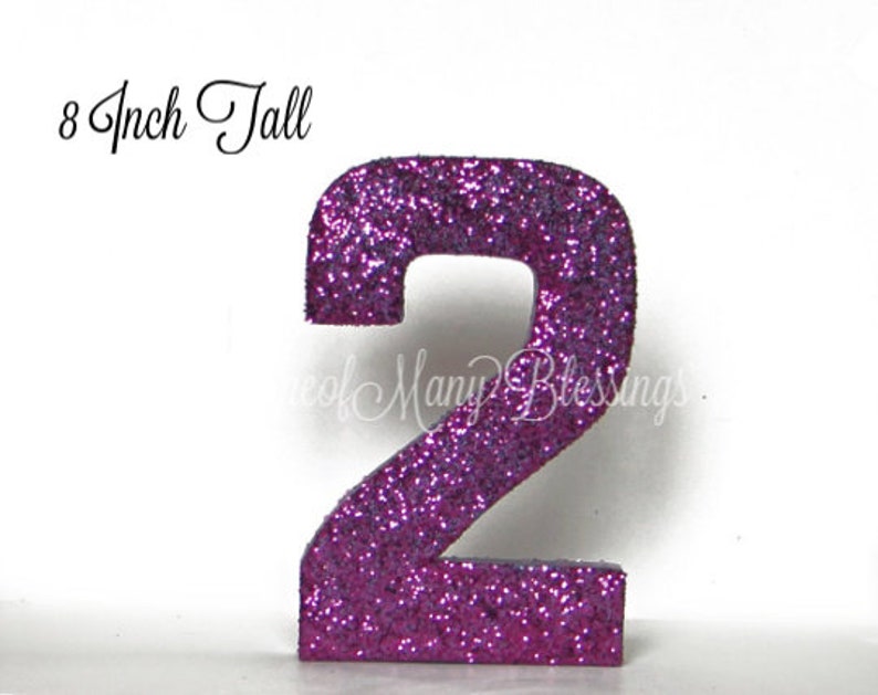 Purple Glitter Number 2-numbers 8 Inches-birthday Photo Prop Decoration ...