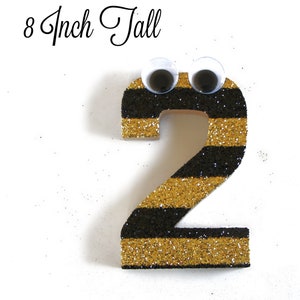 Bumblebee Decor-black and Gold Number 2-numbers 8 Inches-birthday Photo ...