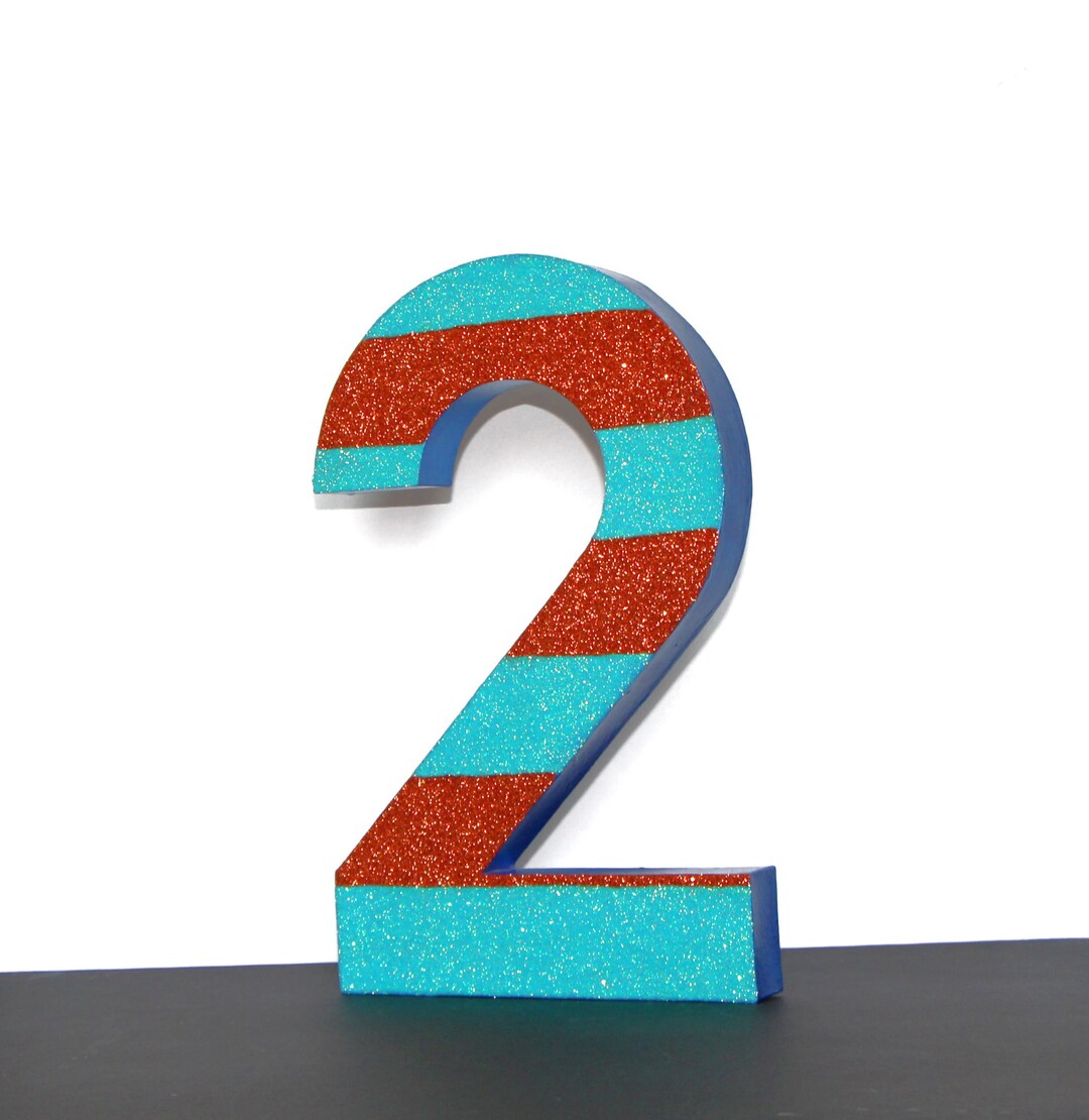 Birthday Decorations-striped Number 2-numbers 8 Inches-birthday Photo ...