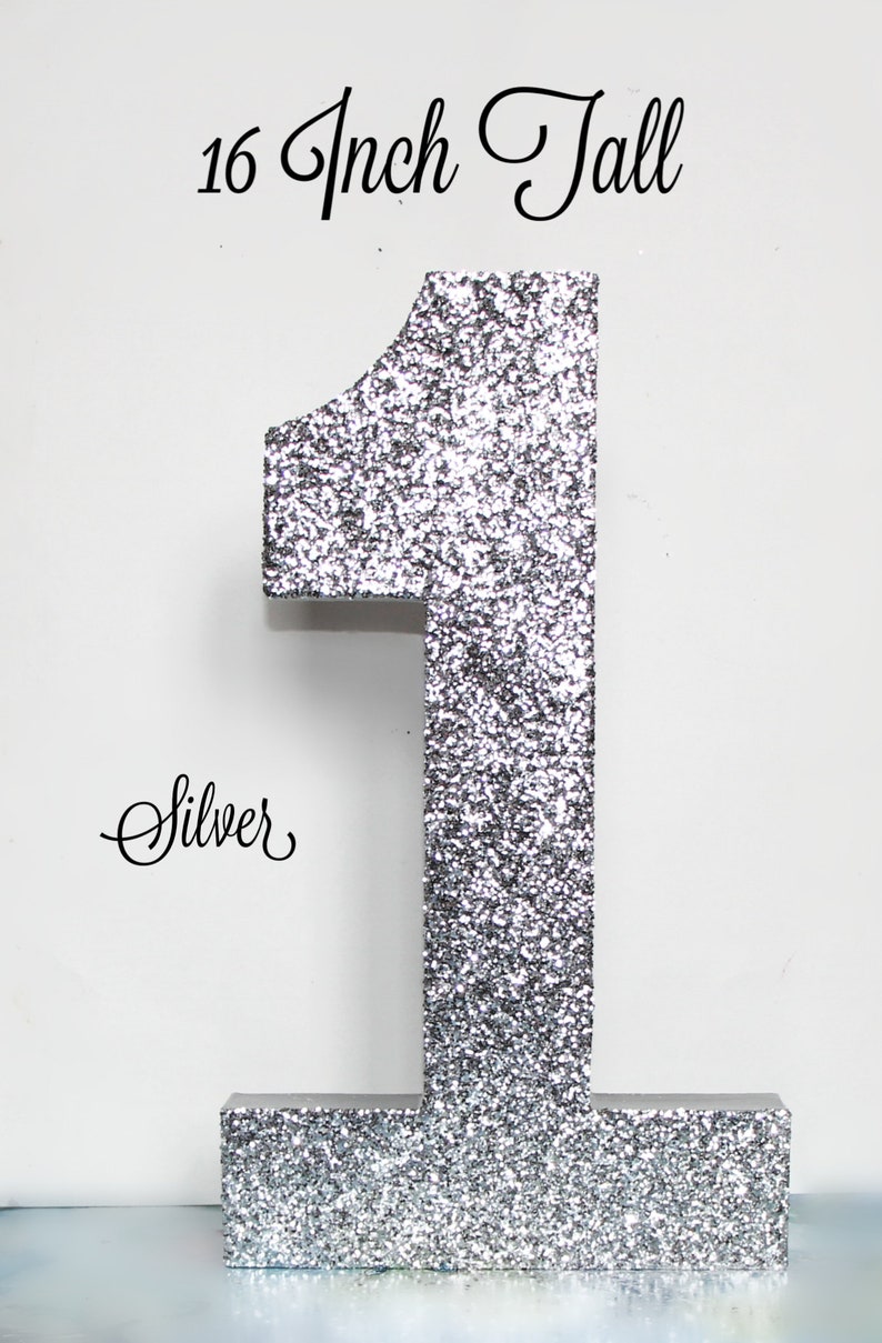 Silver Numbers,photo Prop-silver Glitter Number 1-16 Inch Tall-birthday ...